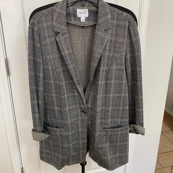 Nine West | Jackets & Coats | 228 Nine West Grey Plaid Blazer | Poshmark